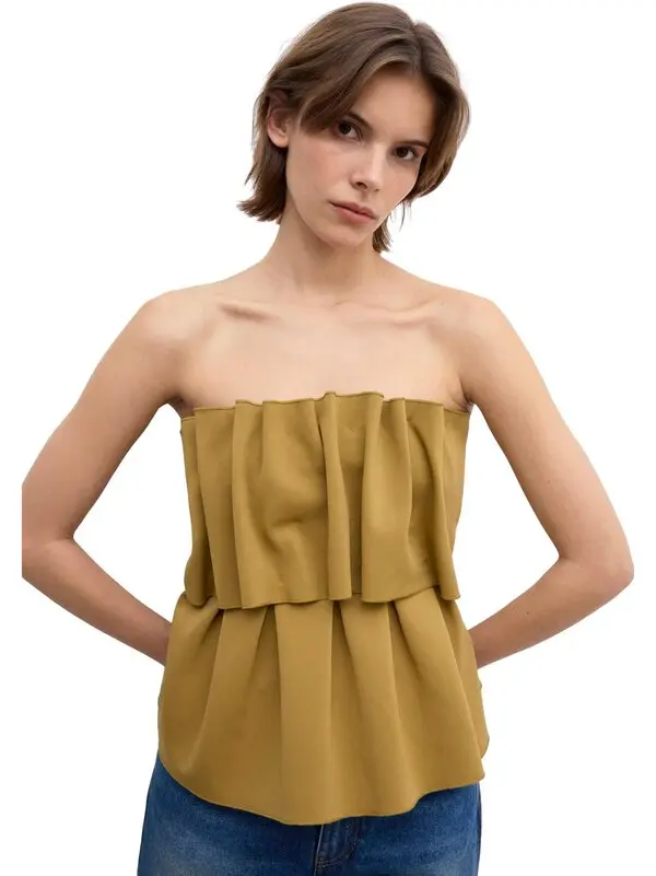 HOUSE OF DAGMAR Sculpted Tube Top - Dull Gold