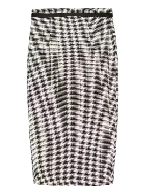 STYLAND Houndstooth Midi Skirt - Black