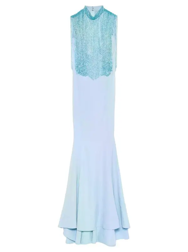 AAVVA Fringed Mermaid Gown - Blue