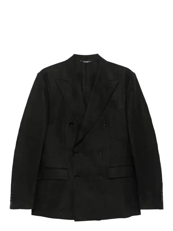 Dolce & Gabbana Double-breasted Linen Blazer - Black