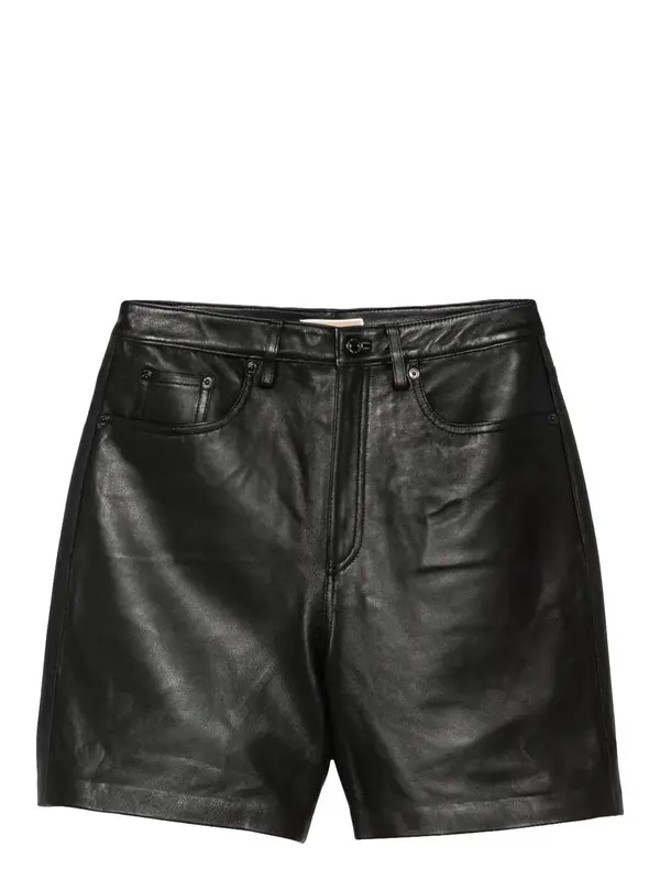 Michael Kors Leather Boyfriend Shorts - Black