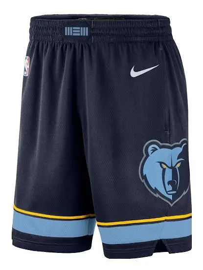 Nike Nba Memphis Grizzlies Icon Edition Swingman Drifit Shorts - Navy Blue/white