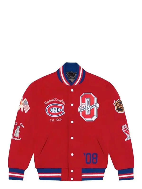 OVO X Nhl Montreal Canadiens Varsity Jacket - Red