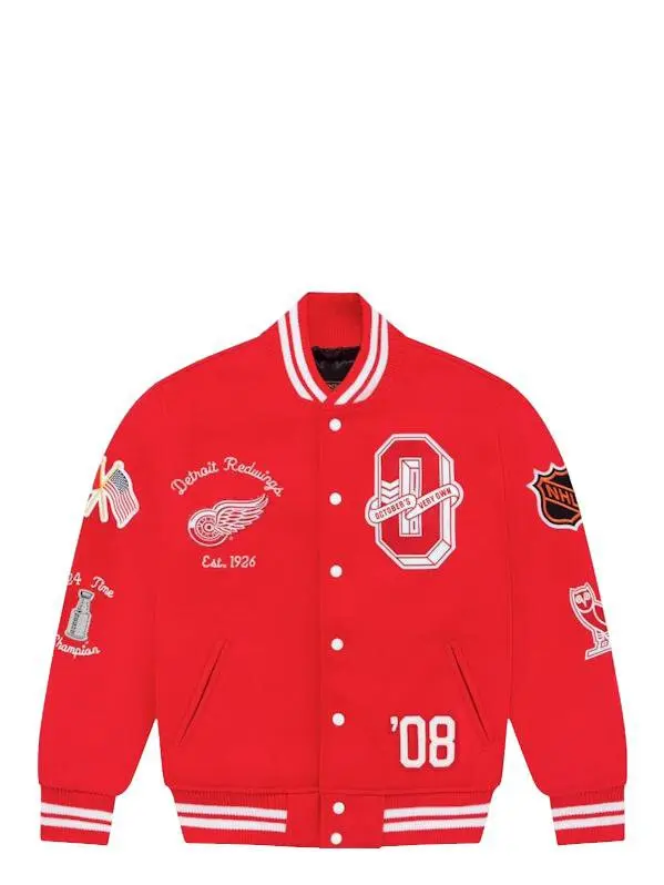 OVO X Nhl Detroit Wings Varsity Jacket - Red