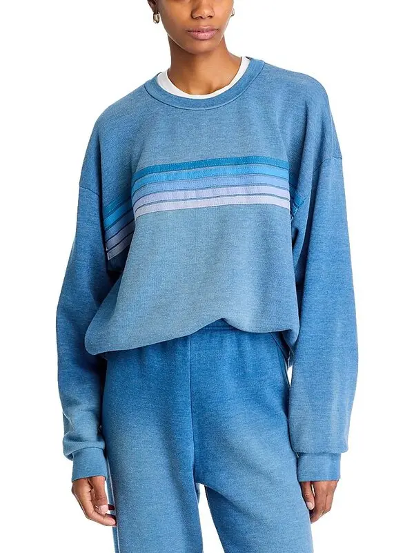 Aviator Nation Five Striped Sweatshirt - Faded Water