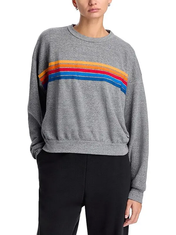 Aviator Nation Five Striped Sweatshirt - Heather/ Purple Orange