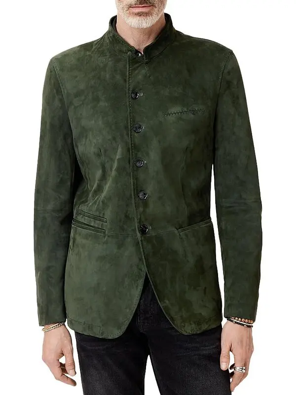 John Varvatos Varick Suede Slim Fit Jacket - Moss