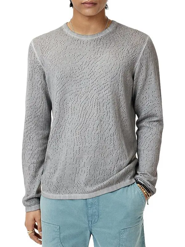 John Varvatos Camden Mesh Stitch Crewneck Sweater - Smoked Pea