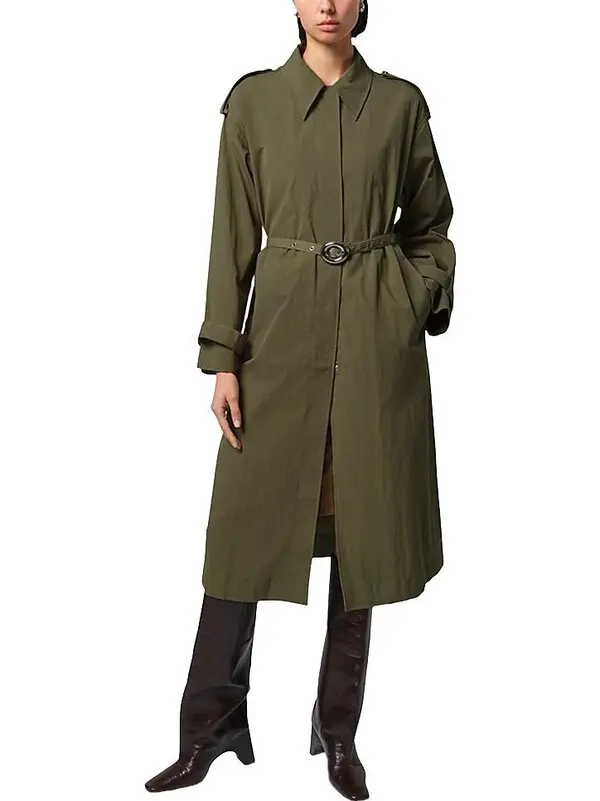 Apparis Ozzy Belted Trench Coat - Desert Green