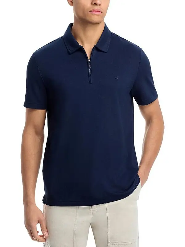 Michael Kors Sleek Pique Zip Polo Shirt - Midnight