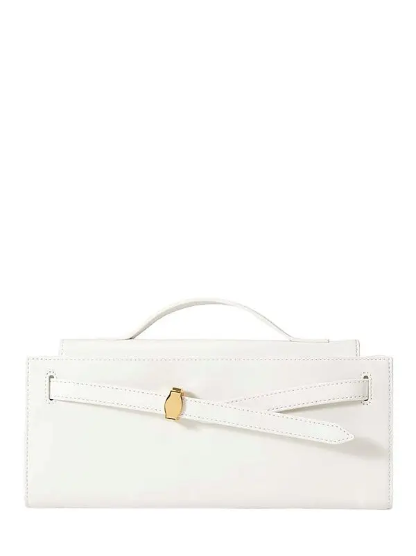 Veronica Beard Dash Leather Clutch - Off White Leather