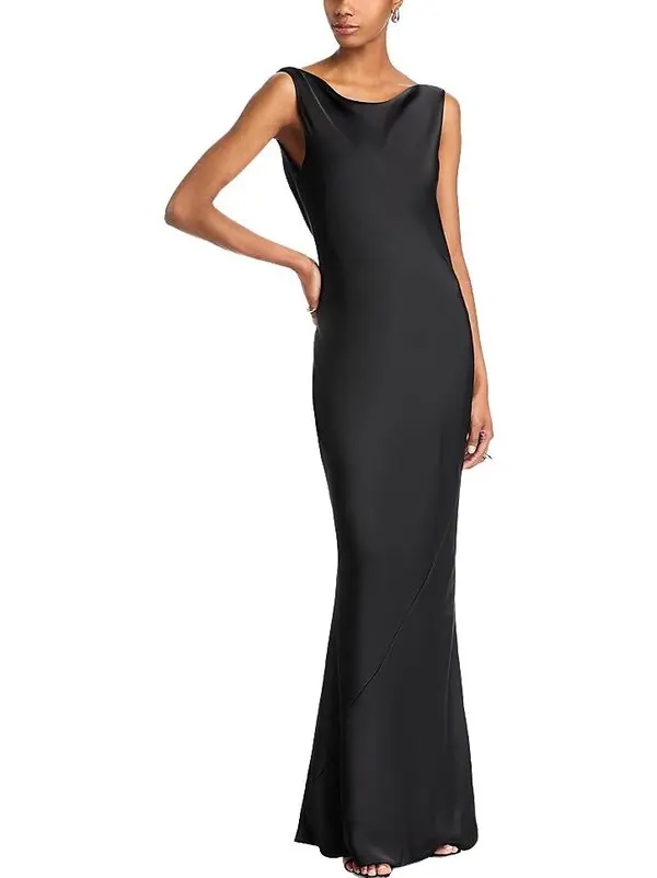 Norma Kamali Sleeveless Draped Gown - Black
