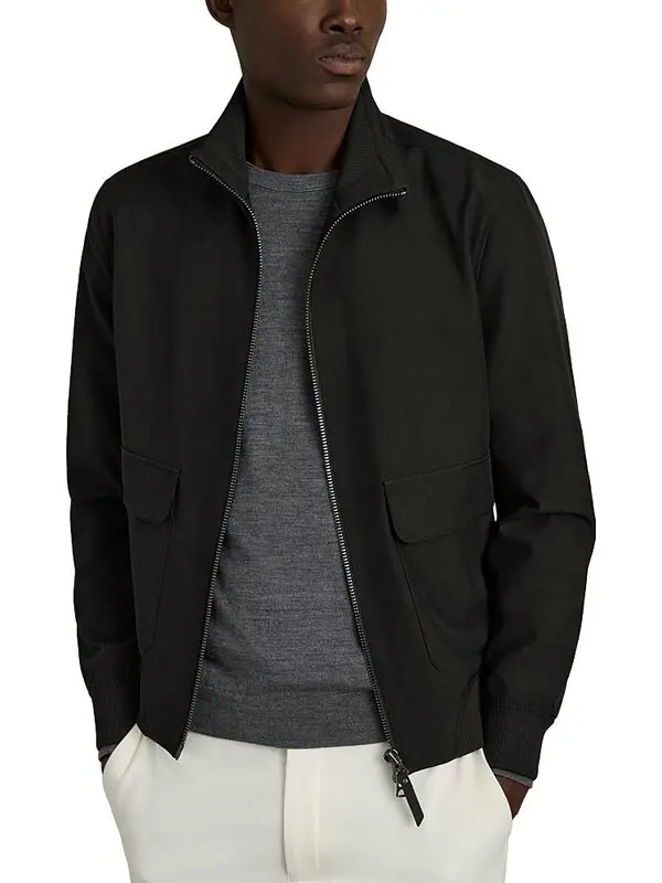 REISS Zip Through Funnel Neck Jacket - Black
