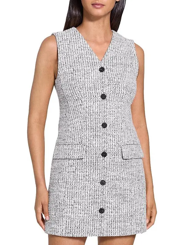Theory Sleeveless Single Breasted Blazer Dress - White Mutli