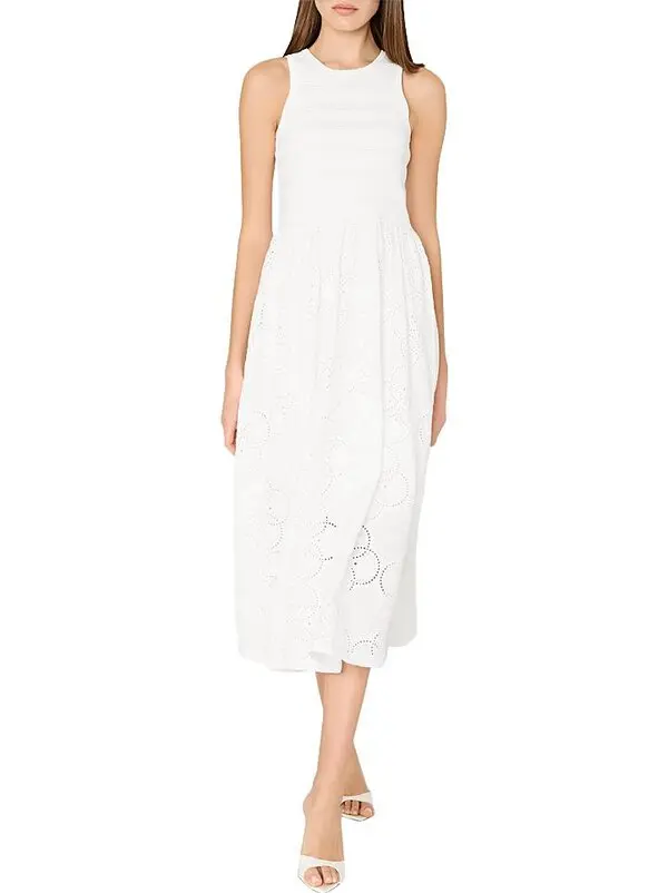 MILLY Embroidered Eyelet Dress - Ecru
