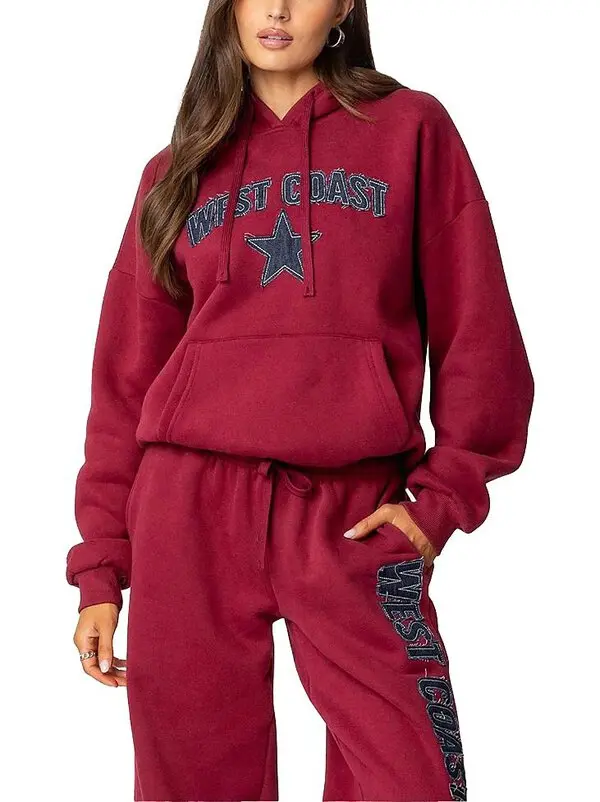 EDIKTED West Coast Hoodie - Burgundy