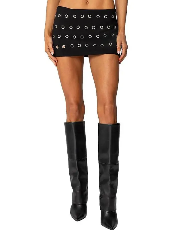 EDIKTED Arlette Grommet Mini Skort - Black