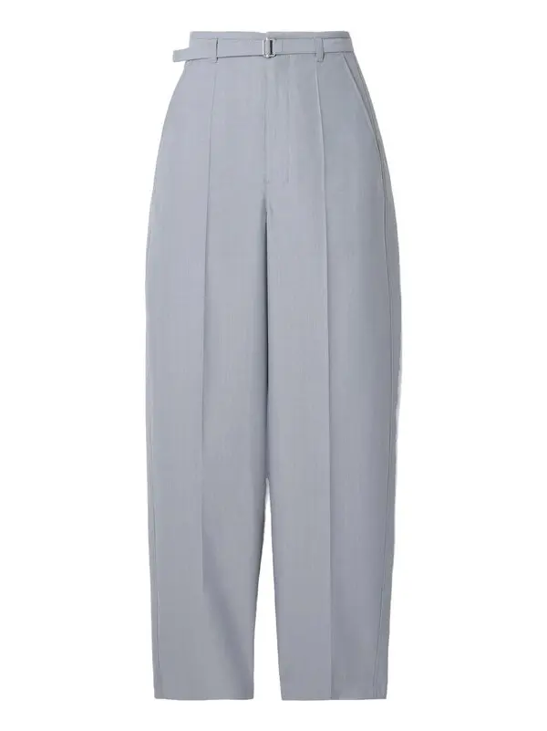LEMAIRE Belted Straight-leg Woven Pants - Blue