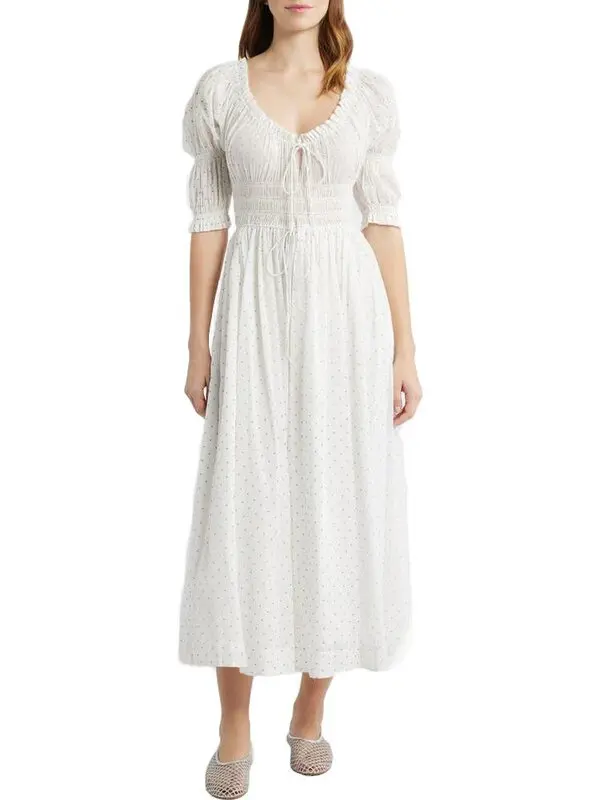 DÔEN Ischia Convertible Organic Cotton Maxi Dress - Flock Dot