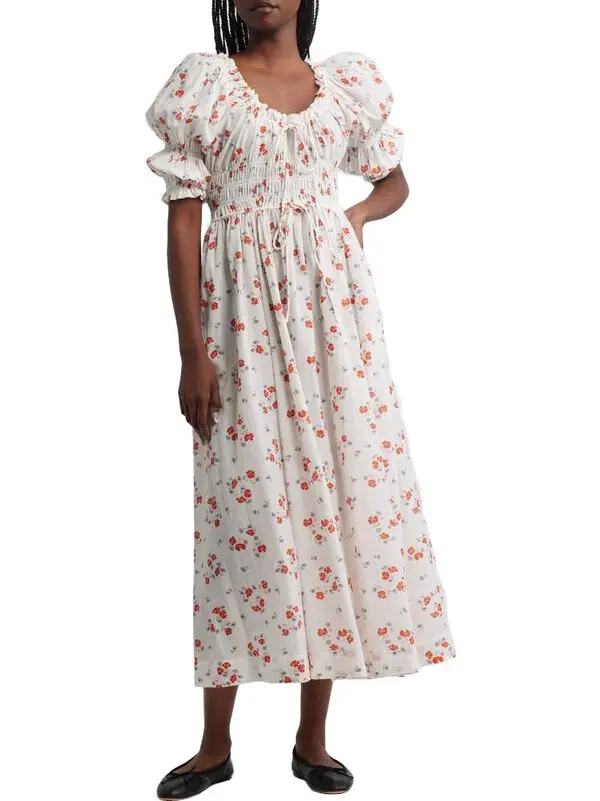 DÔEN Ischia Convertible Organic Cotton Maxi Dress - Poppy Field