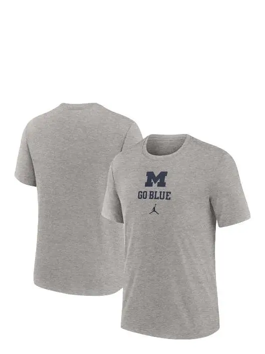 JORDAN BRAND Michigan Wolverines Campus Stack Tri-blend T-shirt - Heather Gray