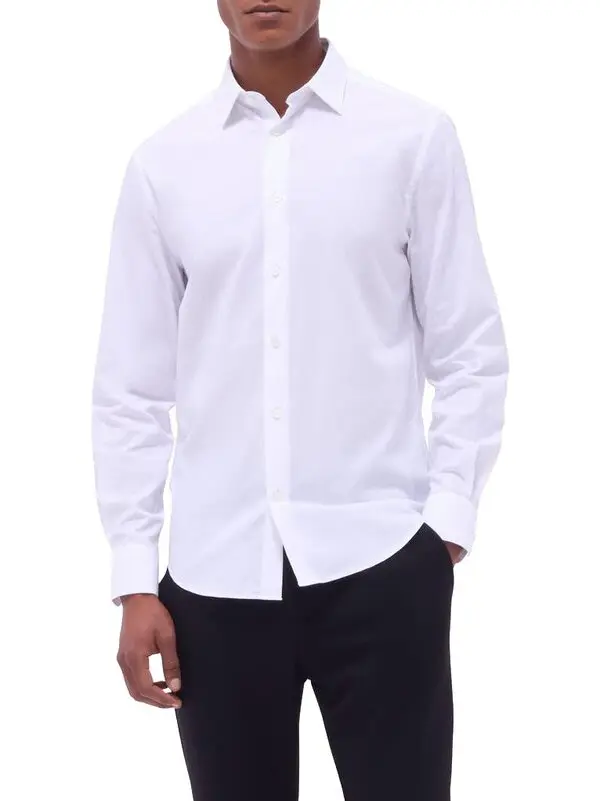 Bugatchi Julian Shaped Fit Stretch Cotton Button-up Shirt - White