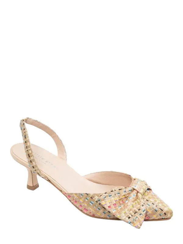 PATRICIA GREEN London Bow Pointed-toe Slingback Pumps - Rainbow Raffia