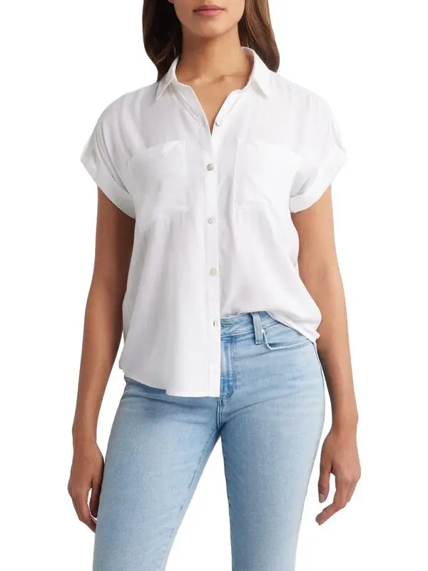 BEACHLUNCHLOUNGE Delta Short Sleeve Button-up Shirt - White