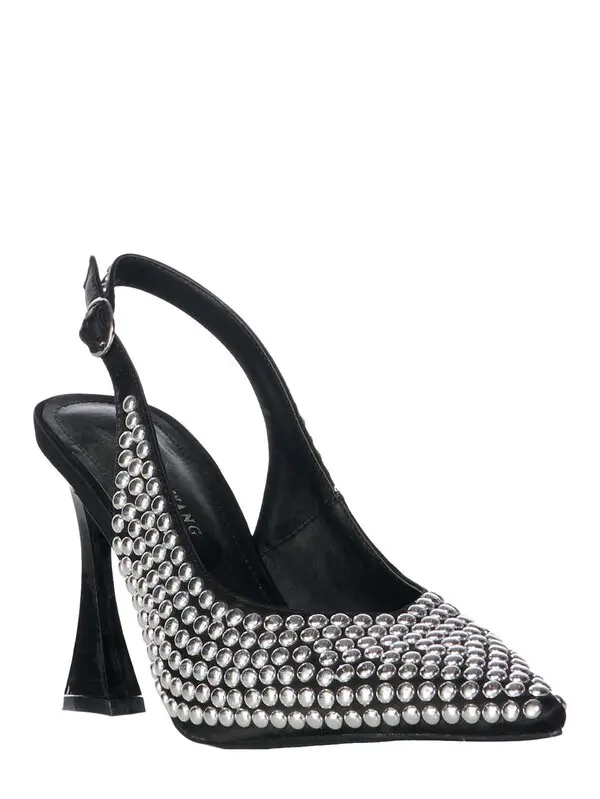 AZALEA WANG Almida Studded Slingback Pumps - Black