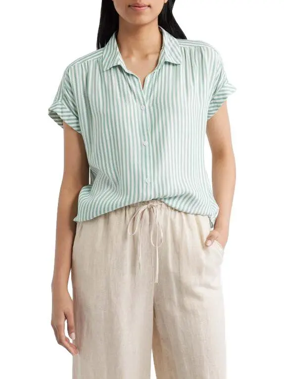 BEACHLUNCHLOUNGE Darby Short Sleeve Shirt - Green Sage