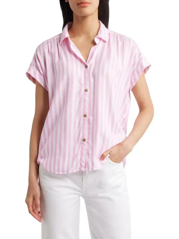 BEACHLUNCHLOUNGE Darby Short Sleeve Shirt - Pink Flamingo