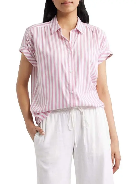 BEACHLUNCHLOUNGE Darby Short Sleeve Shirt - Rose Bonbon