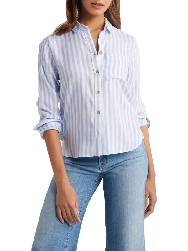 BEACHLUNCHLOUNGE Candace Striped Button-up Shirt - Blue Veil