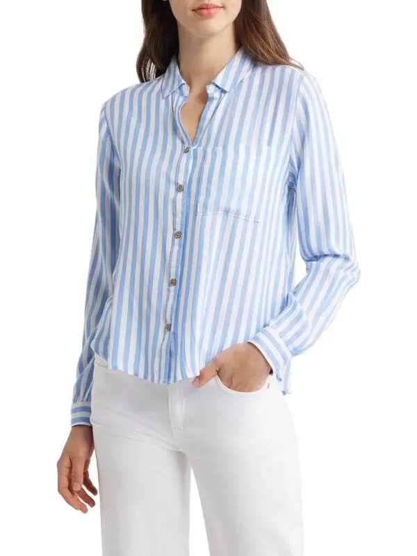 BEACHLUNCHLOUNGE Candace Striped Button-up Shirt - Coastal Blue