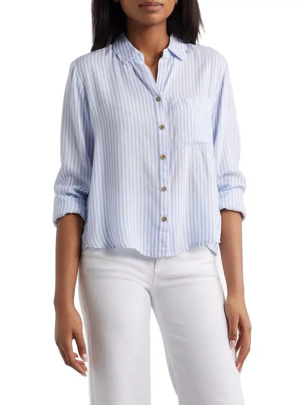 BEACHLUNCHLOUNGE Candace Striped Button-up Shirt - Fresh Peri