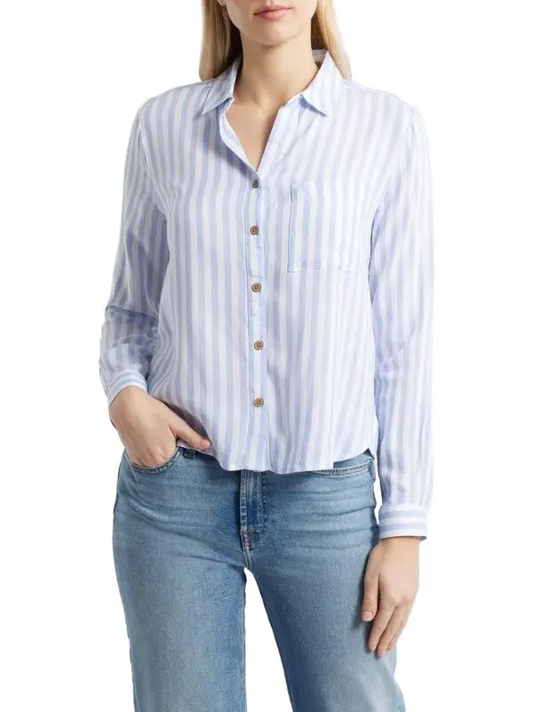 BEACHLUNCHLOUNGE Candace Striped Button-up Shirt - Mood Ring