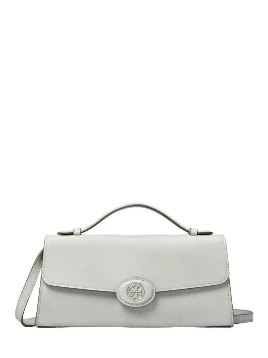 Tory Burch Robinson Spazzolato Top Handle Crossbody - Light Granite