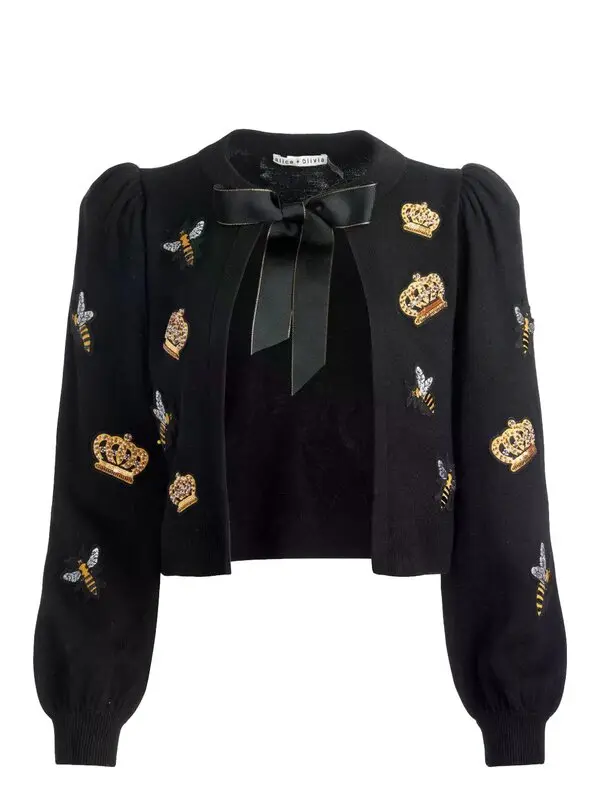 Alice + Olivia Bow-tie Cardigan - Black