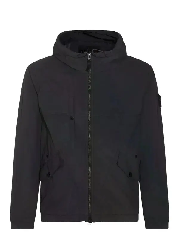 Stone Island Compass-motif Hooded Jacket - Black