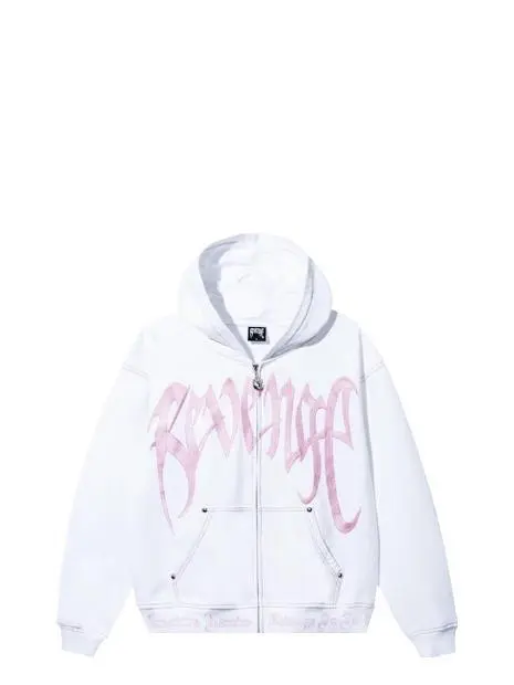 REVENGE Xxxtentacion Kill Contrast Zip Hoodie - White/pink