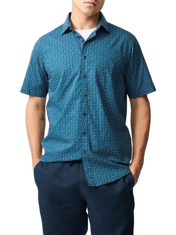 Rodd & Gunn Keystone Print Short Sleeve Button-up Shirt - Night