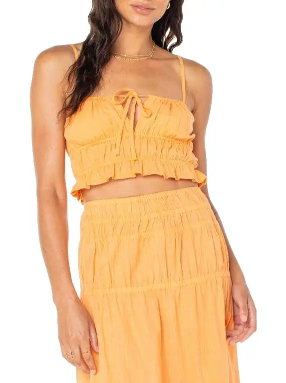Roxy Sunset Mist Ii Shirred Crop Camisole - Muskmelon Solid