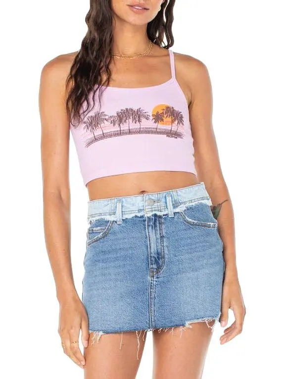 Roxy Palm Stripe Rib Crop Camisole - Orchid Bouquet Solid
