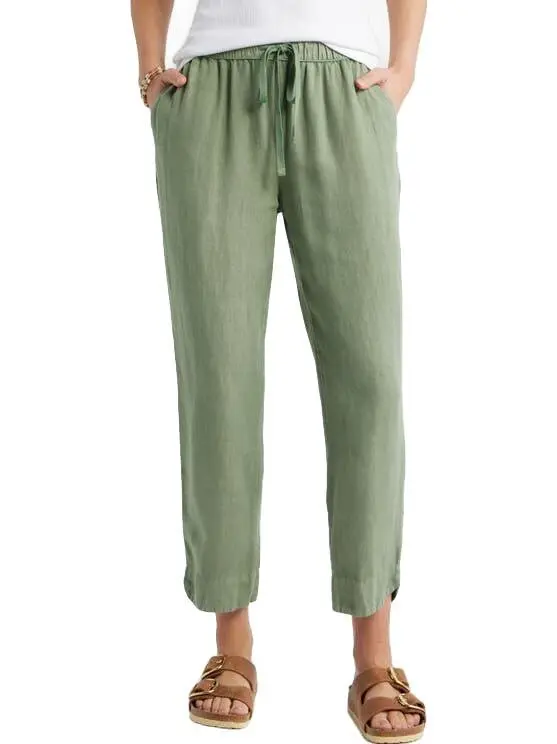 Caslon Tapered Linen Pants - Green Hedge