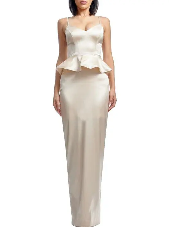 Dress The Population Akiah Satin Column Gown - Champagne