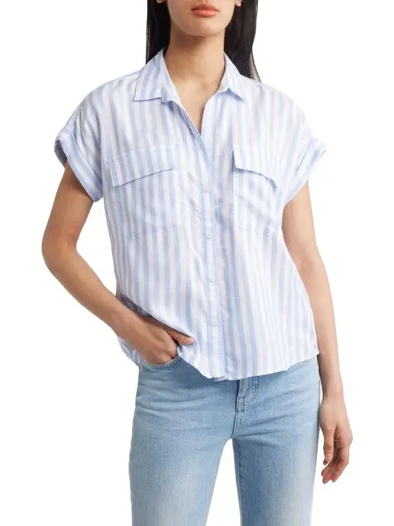 BEACHLUNCHLOUNGE Kaiana Stripe Button-up Shirt - Blue Veil