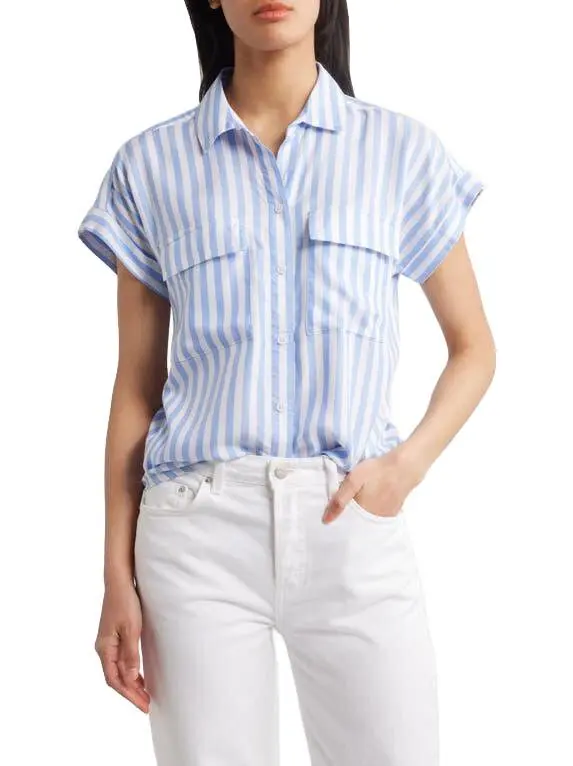 BEACHLUNCHLOUNGE Kaiana Stripe Button-up Shirt - New Glacier