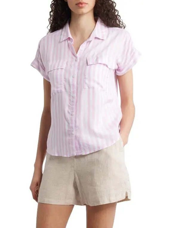 BEACHLUNCHLOUNGE Kaiana Stripe Button-up Shirt - Pastel Lavender