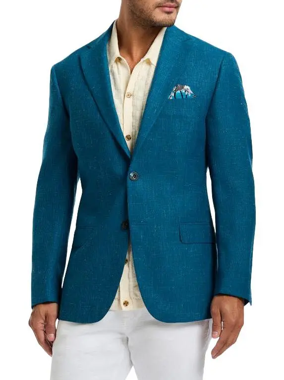 Robert Graham Fallon Solid Slub Wool Blend Sport Coat - Blue