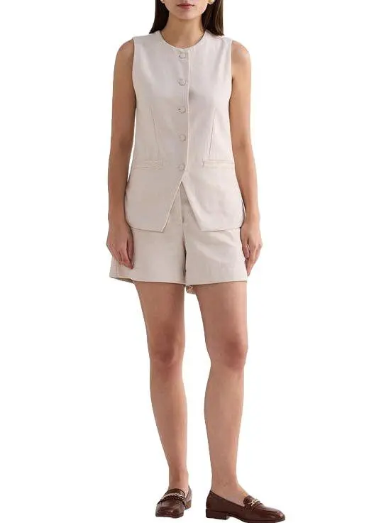 REISTOR Cotton Tweed Sleeveless Jacket - Chestnut Twist